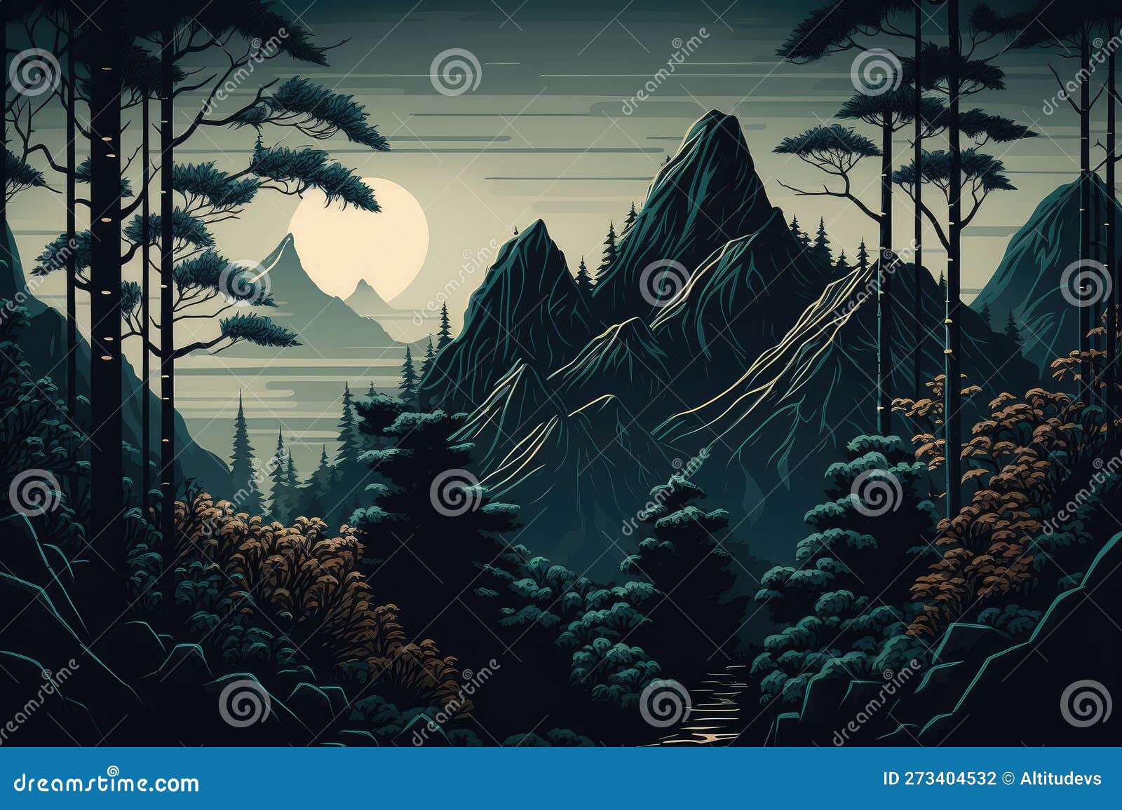 Majestic Mountain Range with Backdrop of Bamboo Forest Trees Stock ...