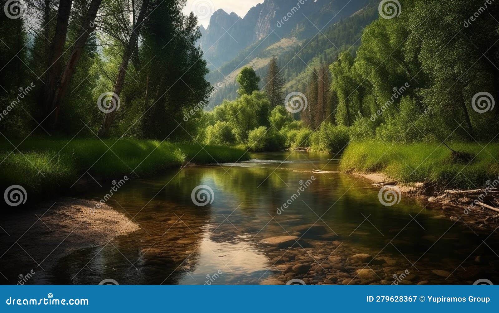 The Majestic Mountain Range Reflects in the Tranquil Pond Water ...