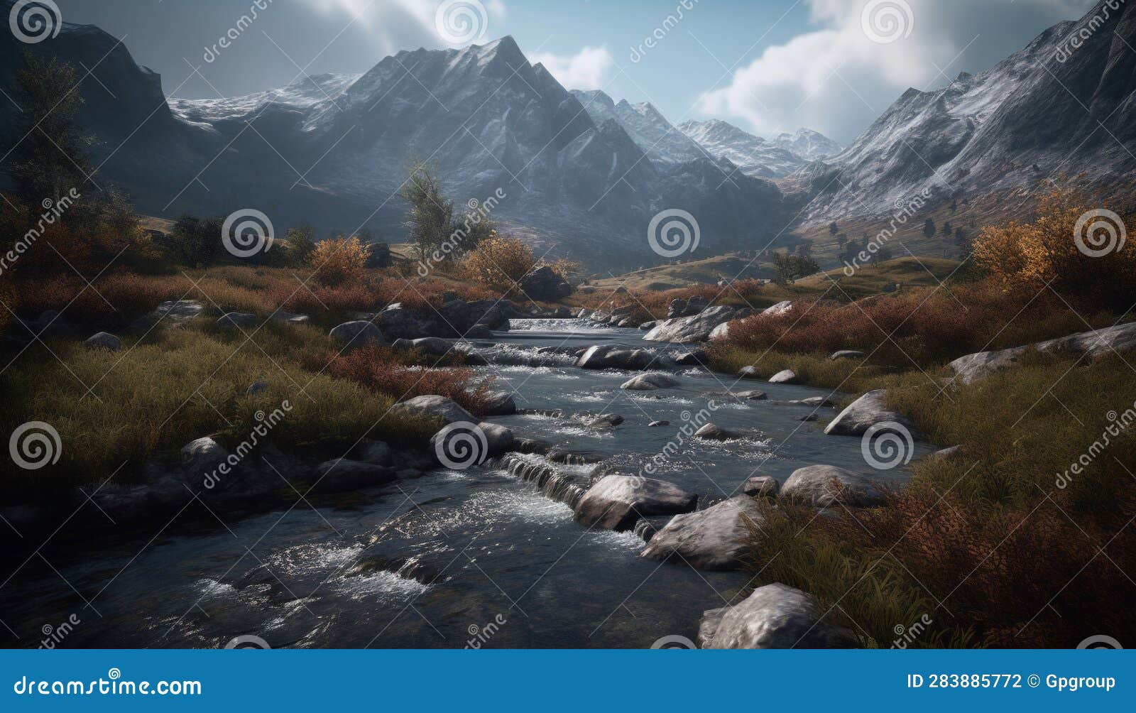 Majestic Mountain Range Reflects in Tranquil Water Generated by AI ...
