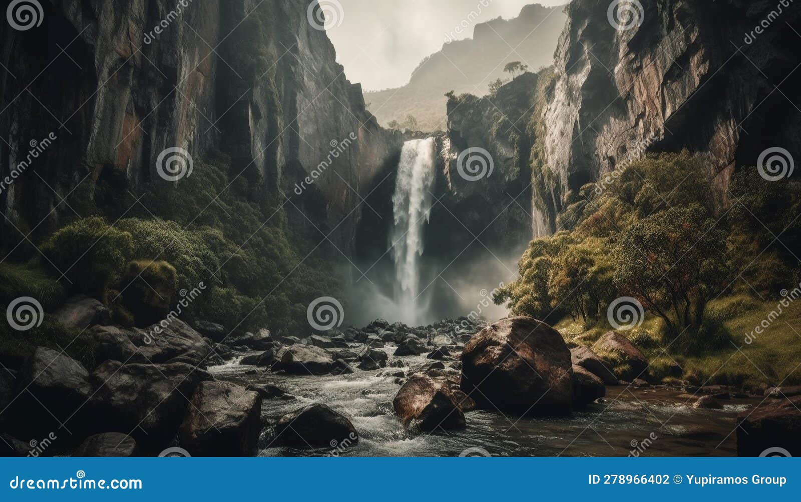 The Majestic Mountain Range Stands Tall Over the Tranquil Ravine ...