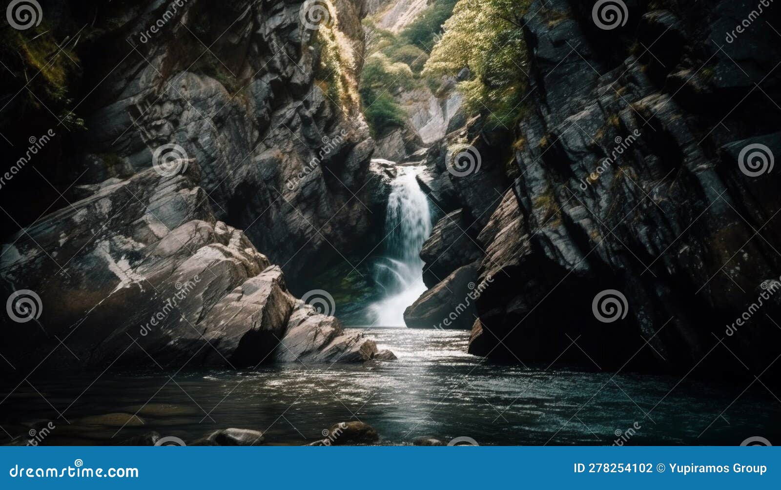 Majestic Mountain Range, Tranquil Ravine Flowing Water Generated by AI ...