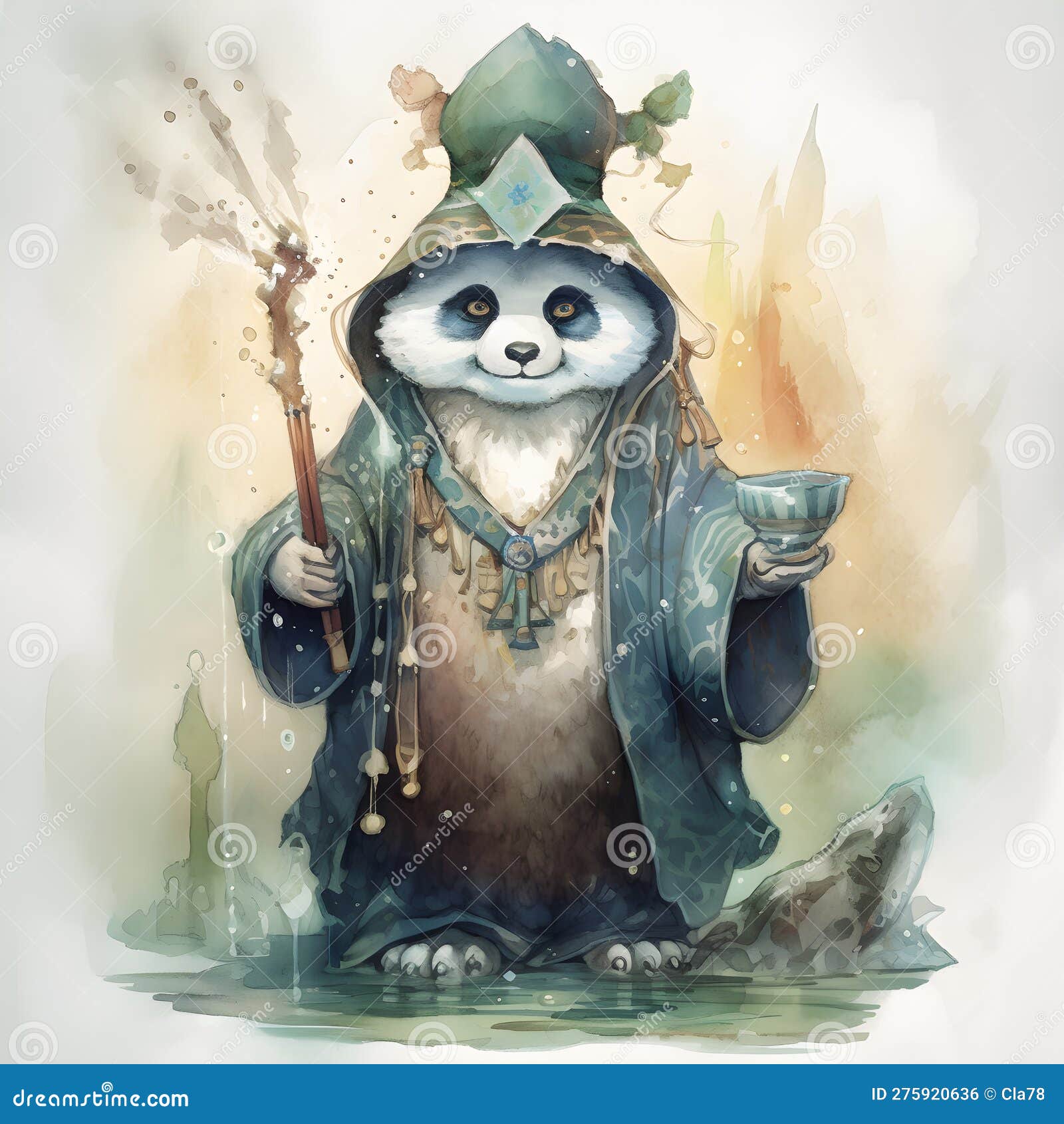 Majestic Mystical Wizard Panda, Ai Generative Illustration Stock ...