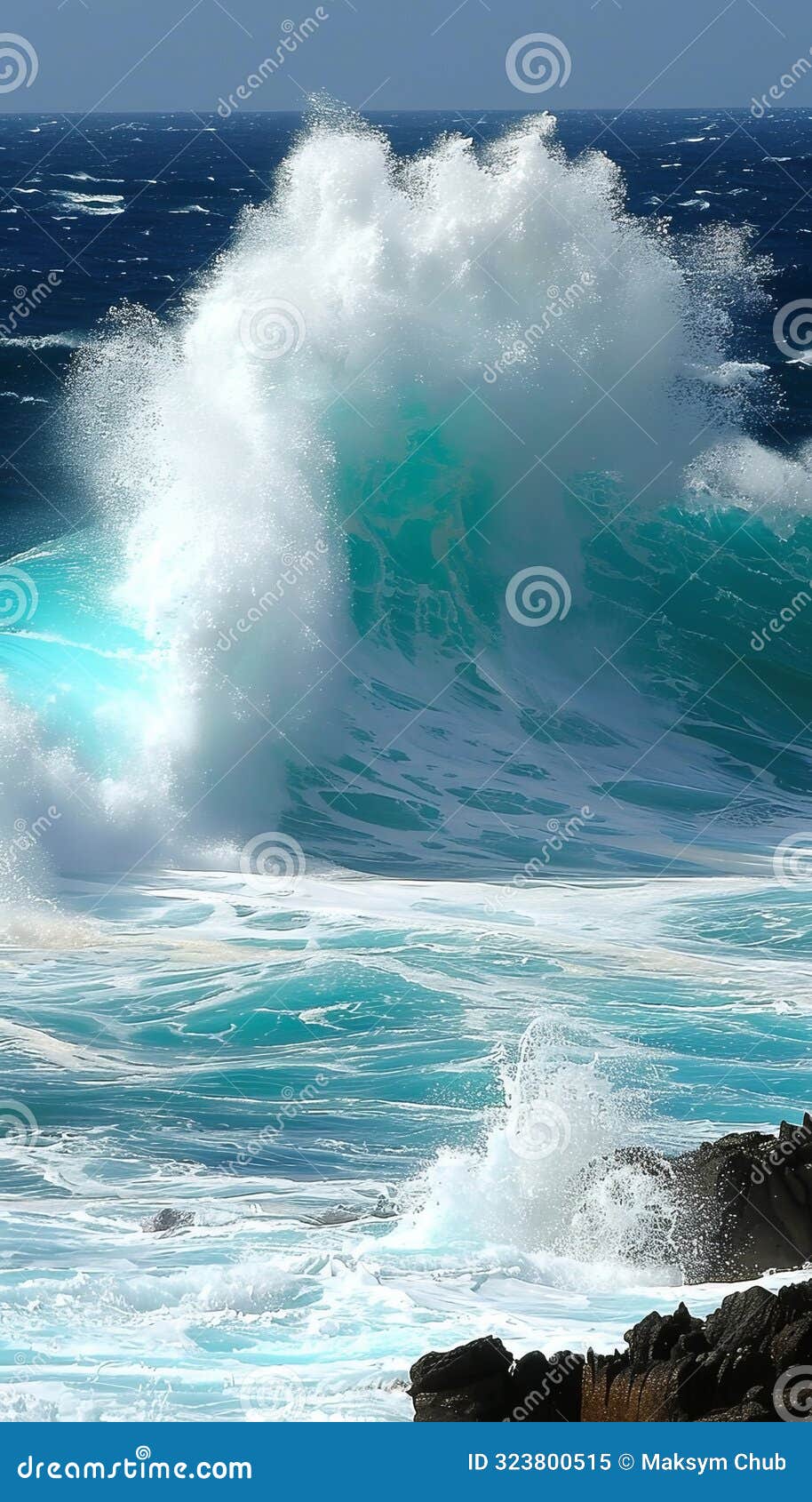 Majestic Ocean Waves Crashing with Force, Creating a Powerful Display of Splashing Water Stock ...