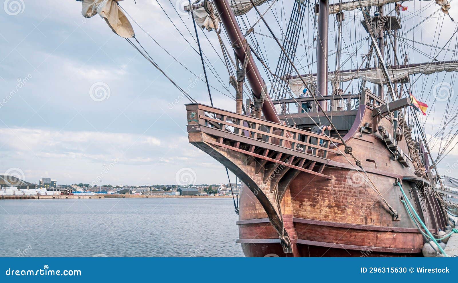 Majestic Old Ship Pictured Against a Scenic Waterfront Backdrop ...