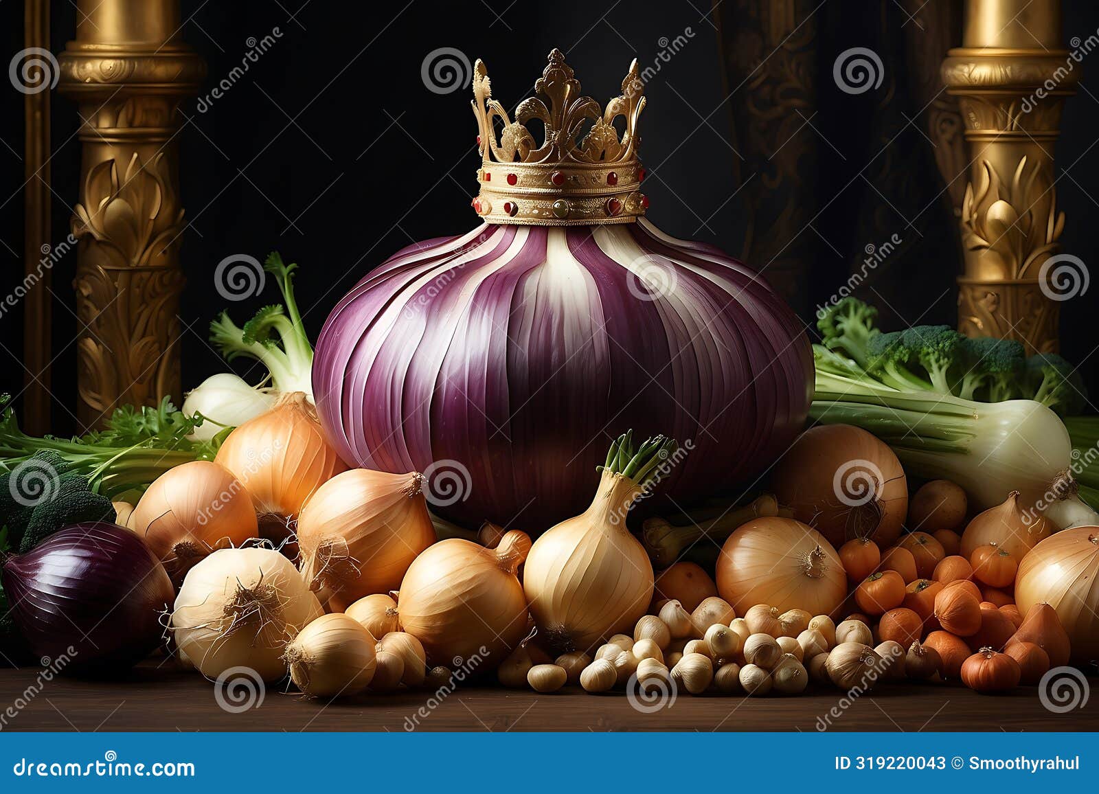 The Majestic Onion King, Royal Vegetable King Onion Concept Stock ...