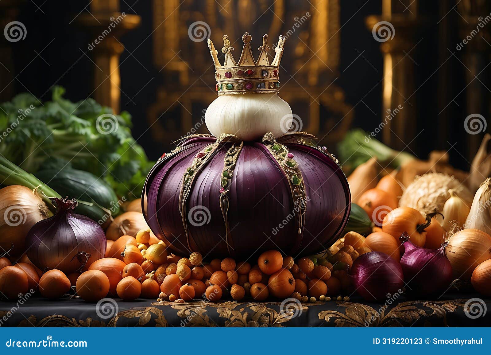 The Majestic Onion King, Royal Vegetable King Onion Concept Stock ...