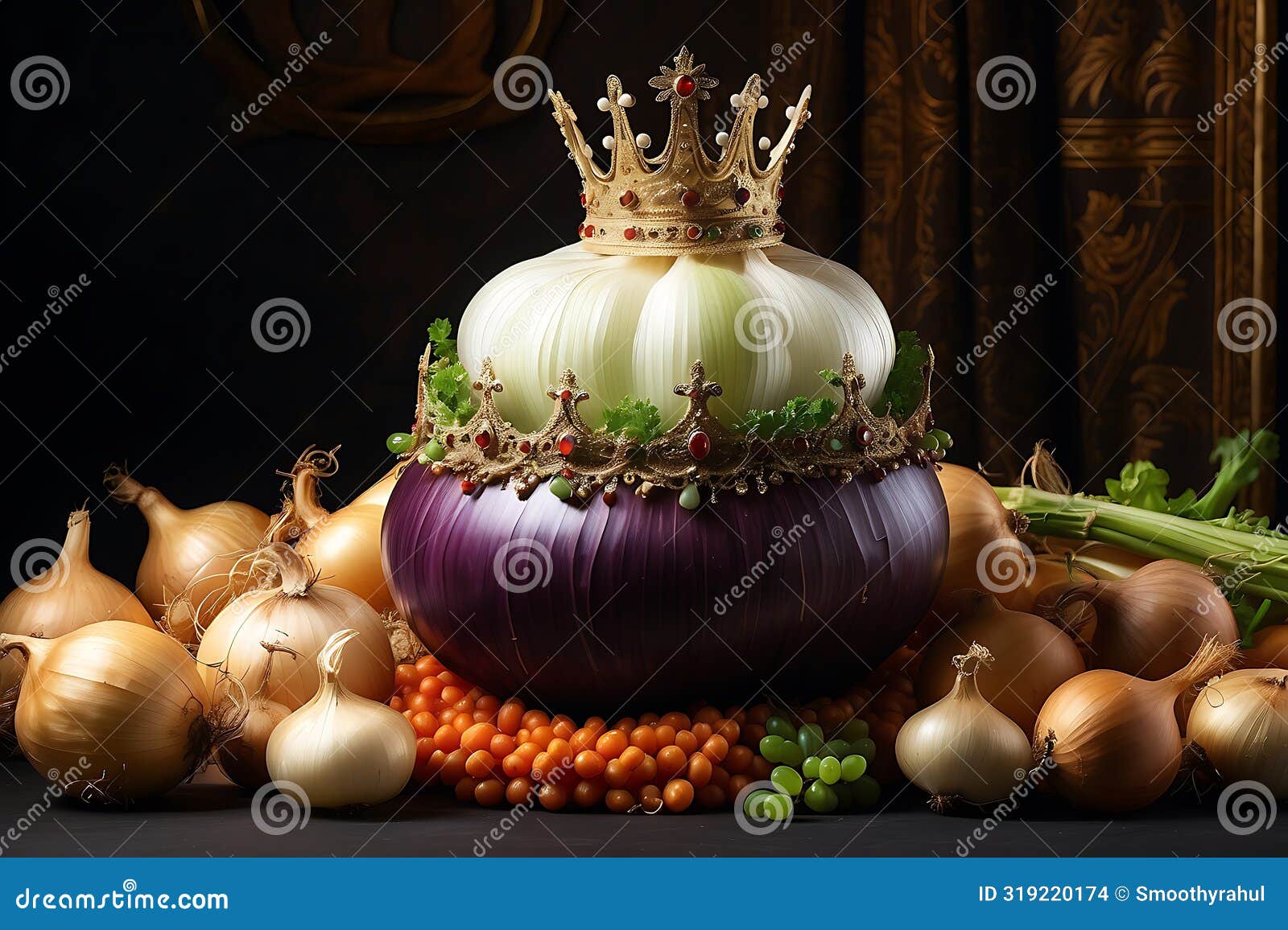 The Majestic Onion King, Royal Vegetable King Onion Concept Stock ...