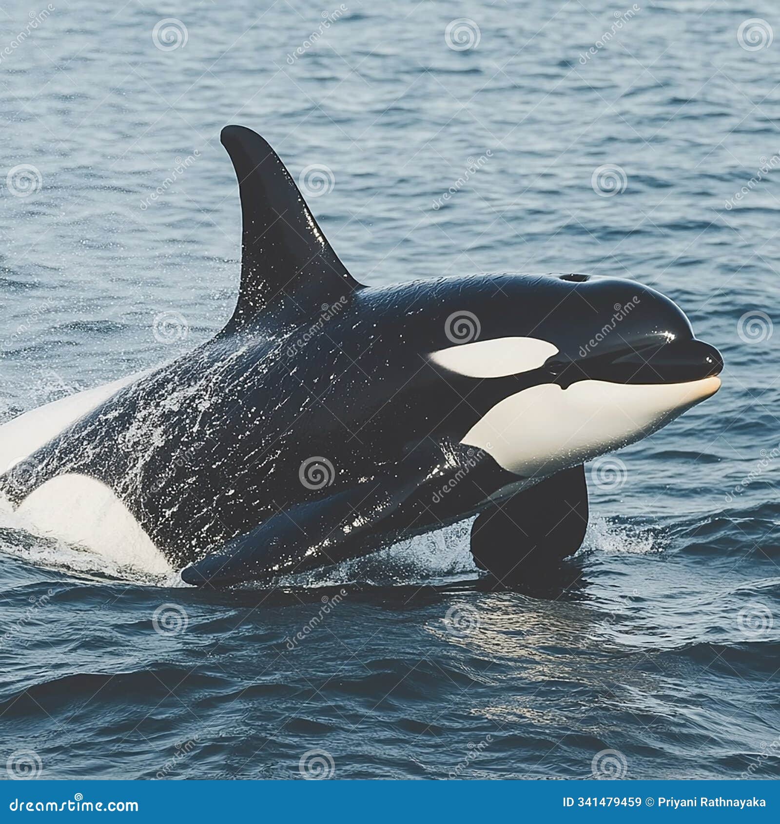 Majestic Orca Breaching the Surface of the Ocean Stock Image - Image of ...