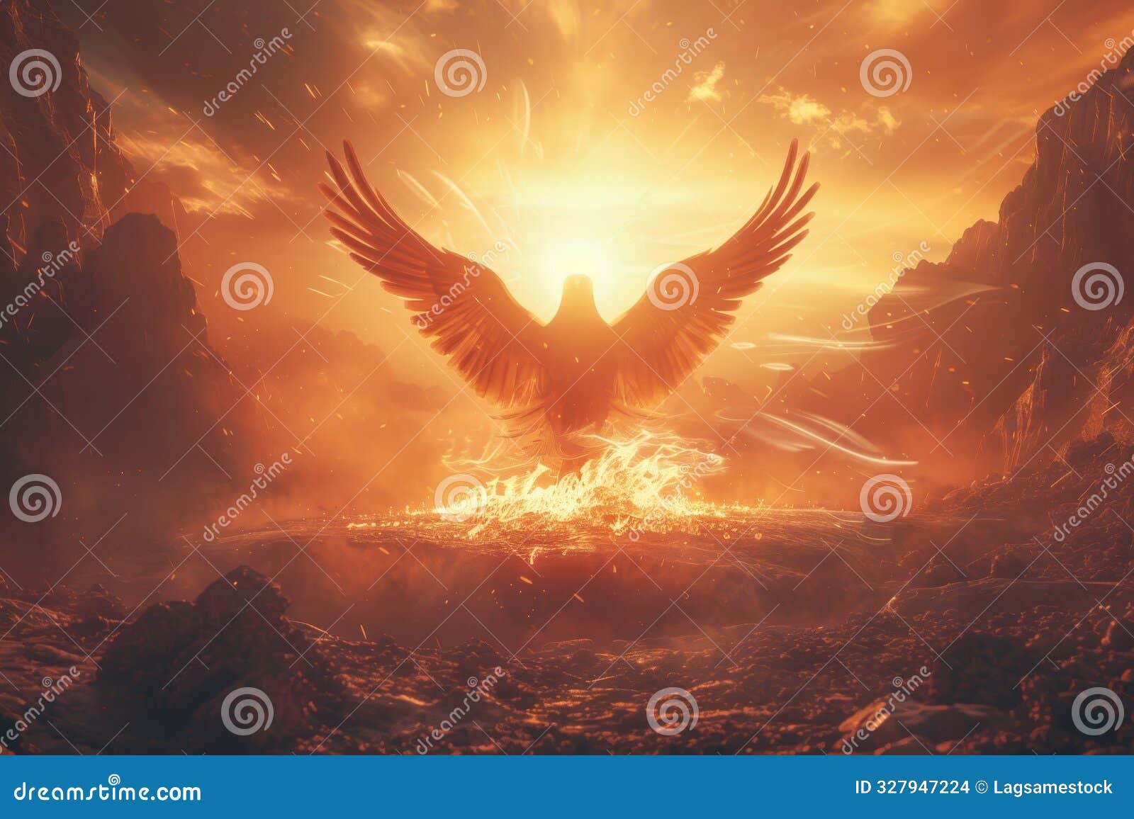 A Majestic Phoenix Rising from the Ashes within a Postapocalyptic ...