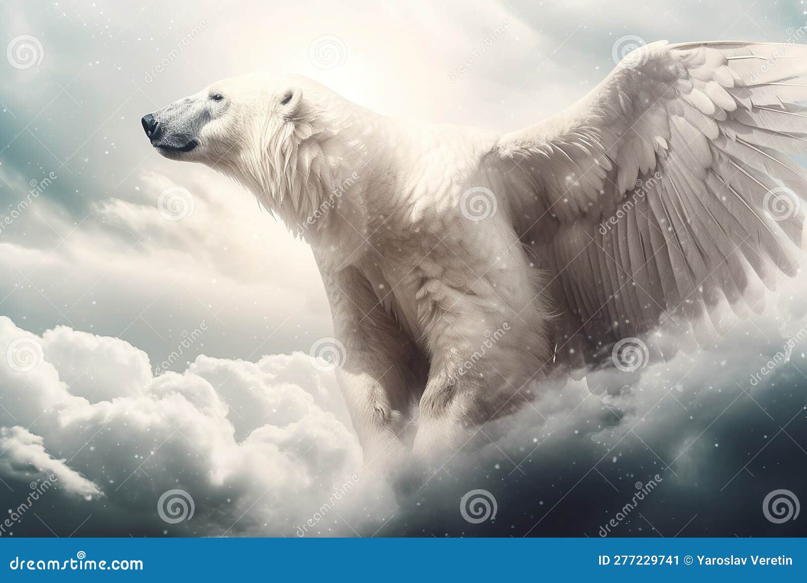 Majestic Polar Bear Soars through the Sky with Powerful Wings ...
