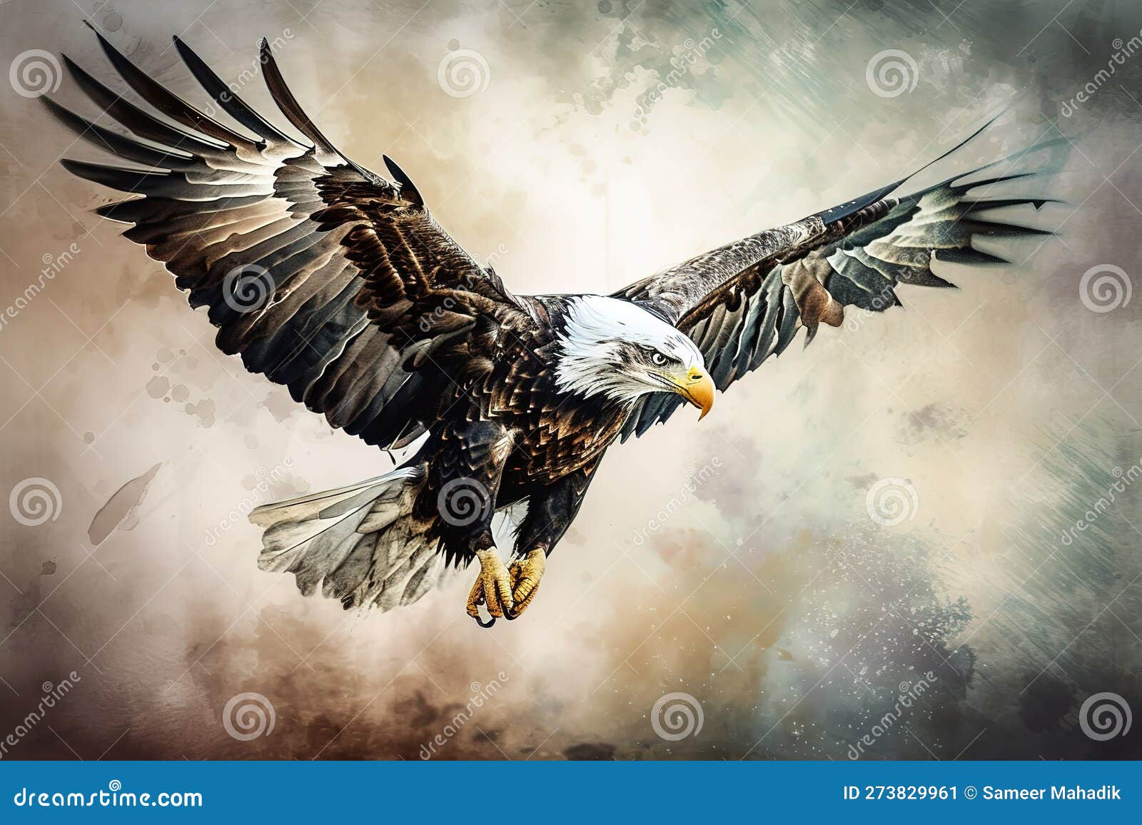 A Majestic and Powerful Bald Eagle Soaring through the Sky, Showing Off ...