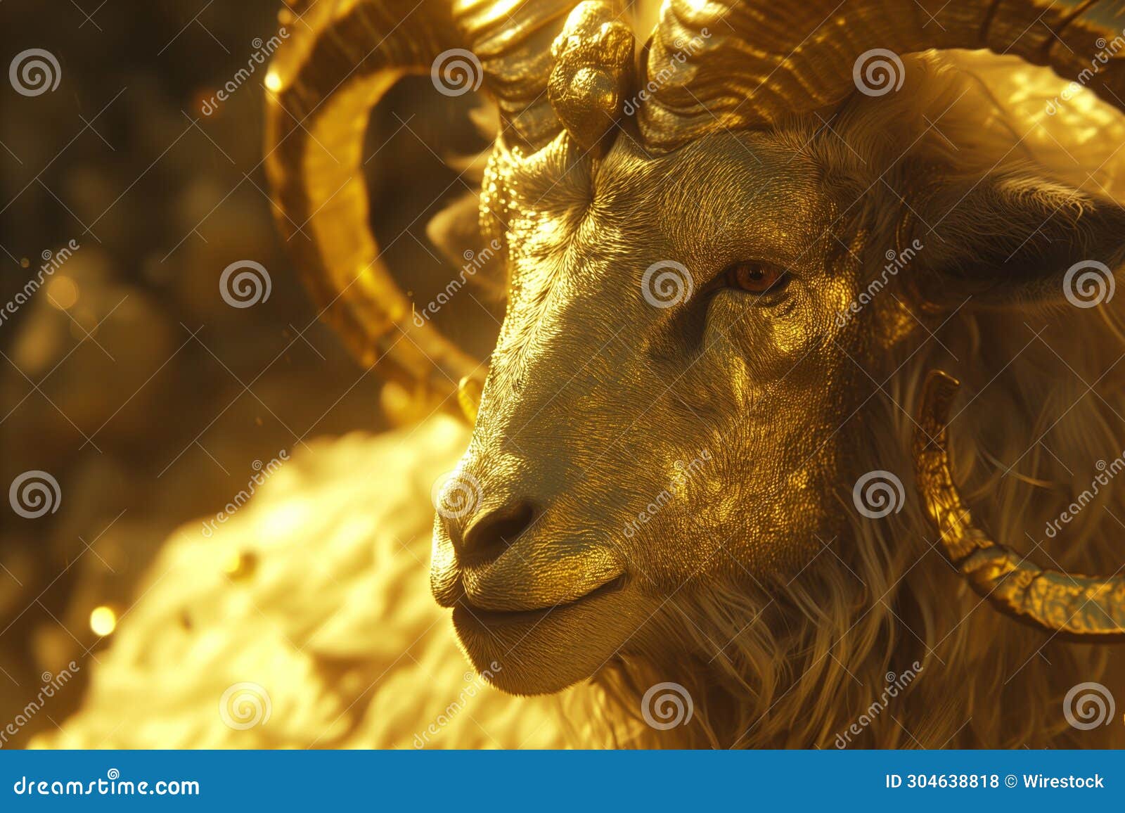 Majestic Ram Proudly Covered in Gold, AI-generated. Stock Photo - Image ...