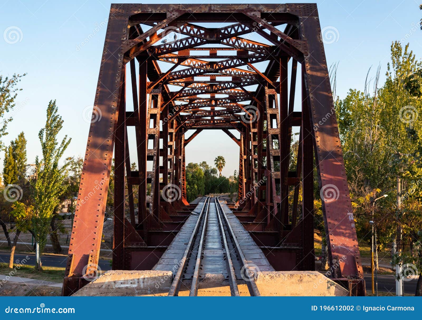 Majestic Red Train Bridge in Front of Nature. Stock Photo - Image of ...