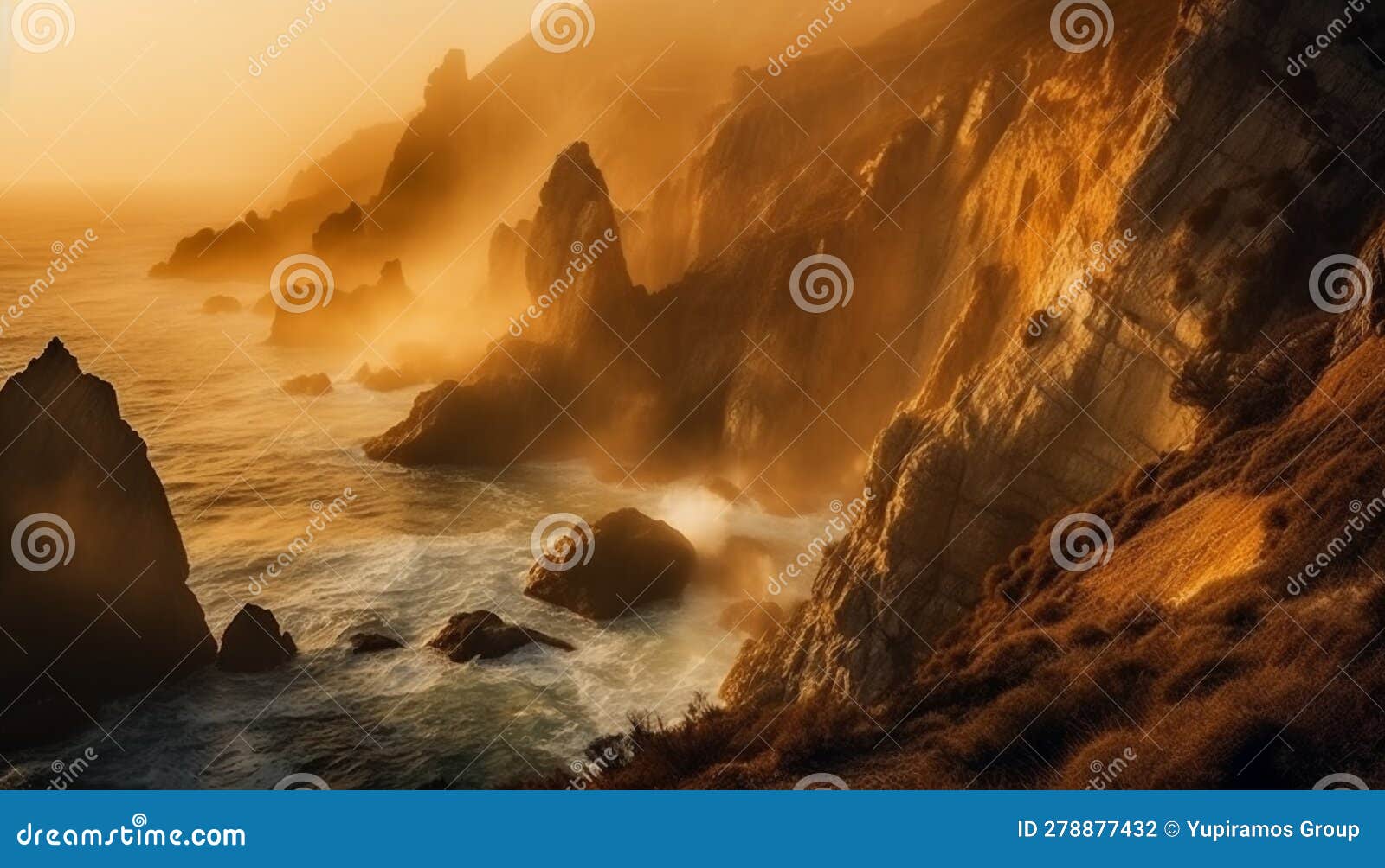The Majestic Rock Cliff at Big Sur, a Tranquil Seascape Generated by AI ...