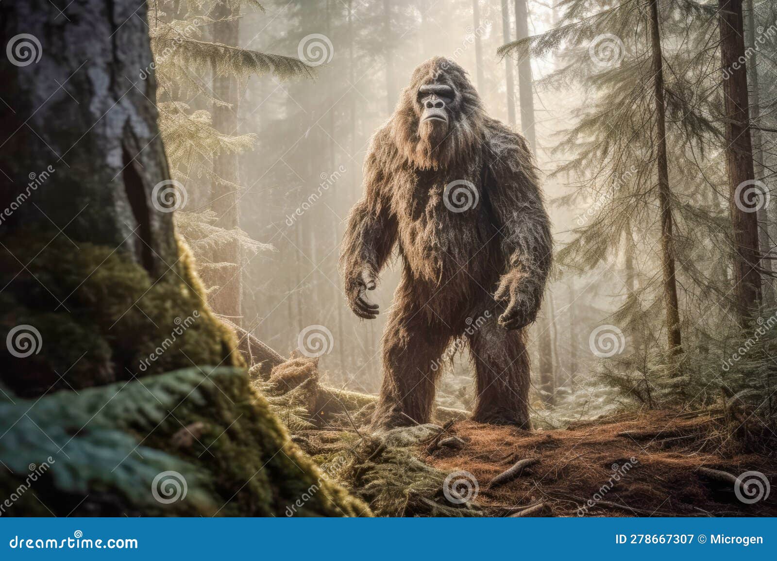 Majestic Sasquatch Roams the Forest Stock Illustration - Illustration ...