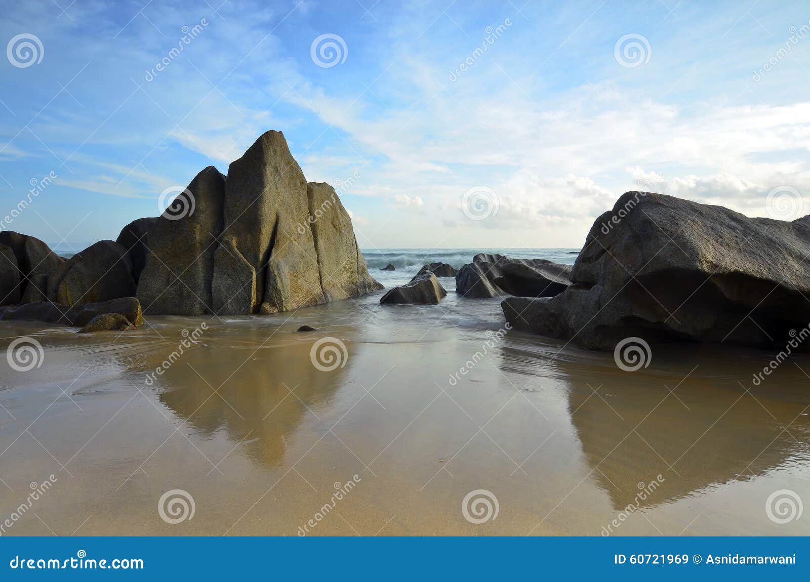 Majestic Sea Stack Rock Formations after Sunrise and Reflections Stock ...