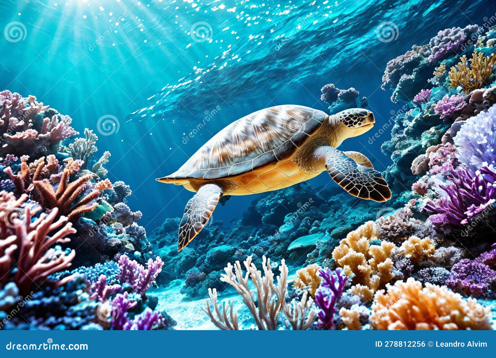 The Majestic Sea Turtle In Crystal Clear Waters Ai Generated Stock