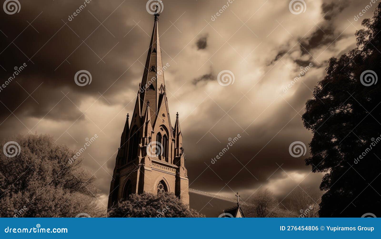 Majestic Silhouette of Ancient Gothic Spire Generated by AI Stock Photo ...