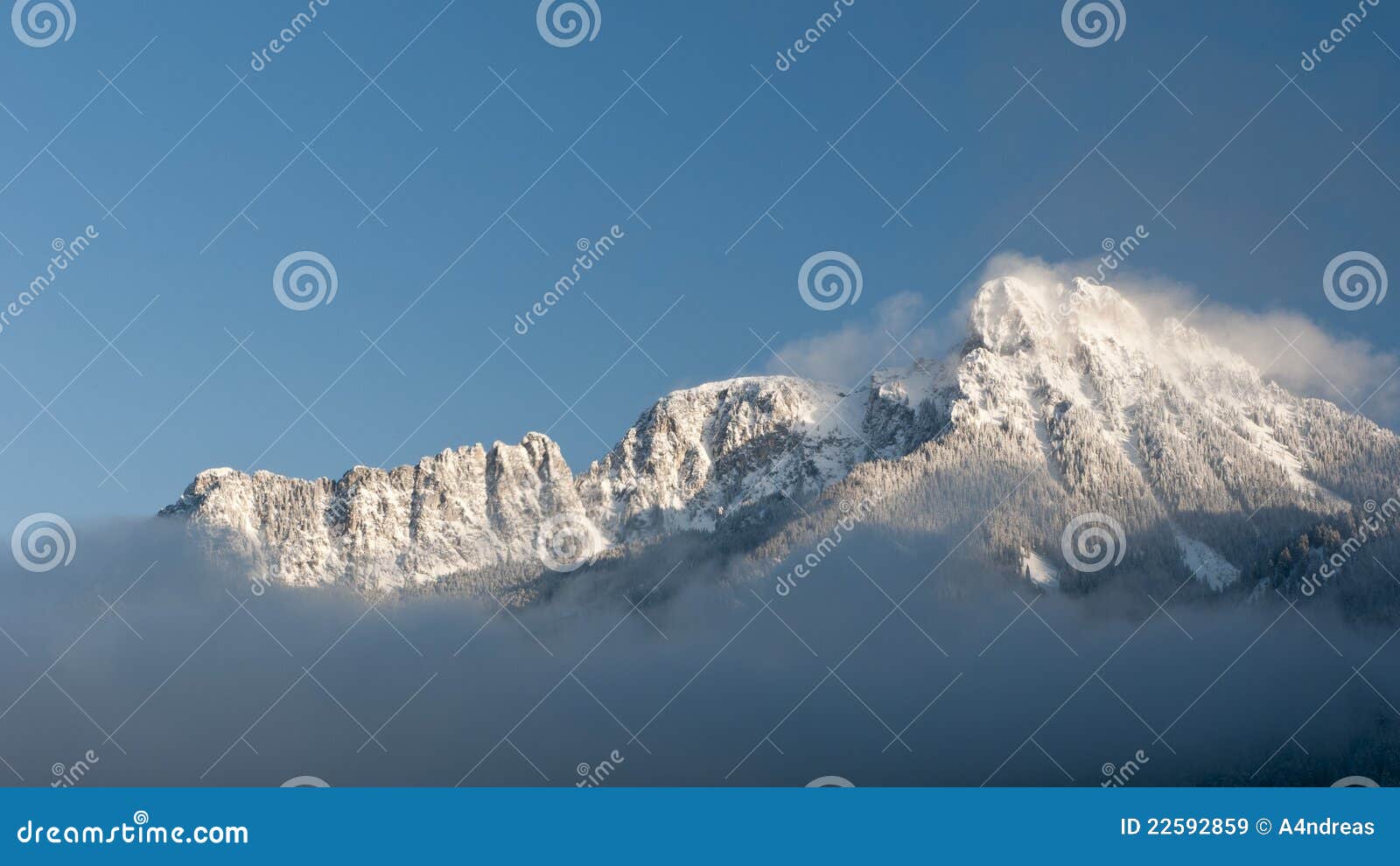 Majestic Snowy Mountain in Winter Stock Image - Image of rocks ...