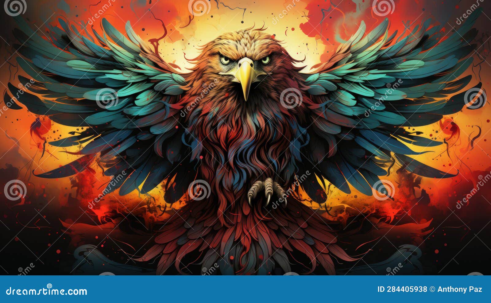 Majestic Soar: Abstract Colorful Background with an Eagle. Generative AI Stock Illustration ...