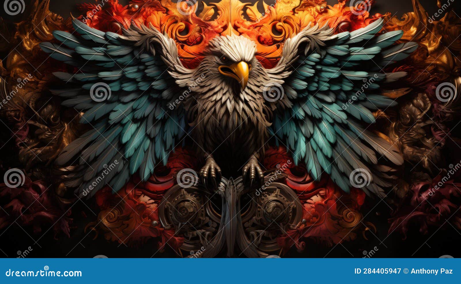 Majestic Soar: Abstract Colorful Background with an Eagle. Generative ...