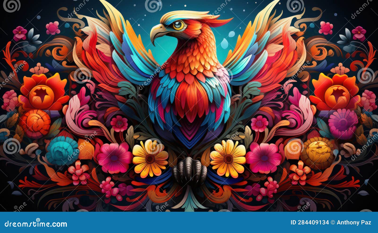 Majestic Soar: Abstract Colorful Background with an Eagle. Generative AI Stock Photo - Image of ...
