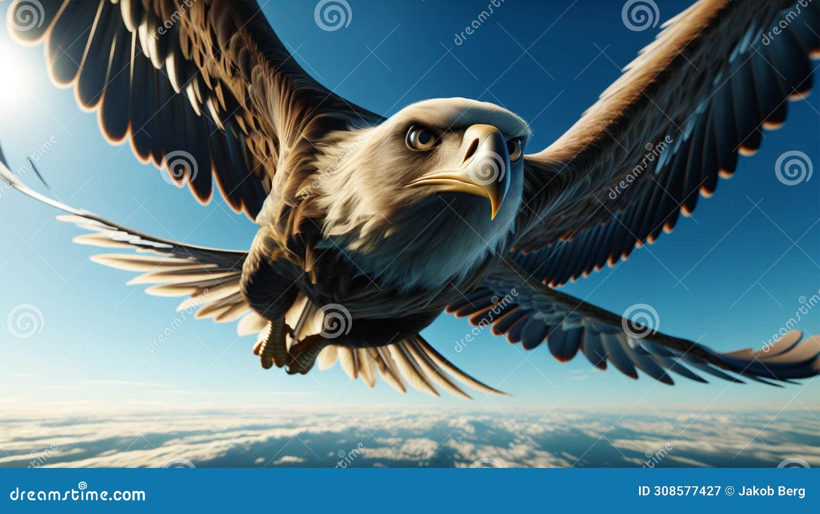 Majestic Soaring Eagle: an Image of a Powerful, Majestic, Sharp-eyed Eagle Soaring High in the ...