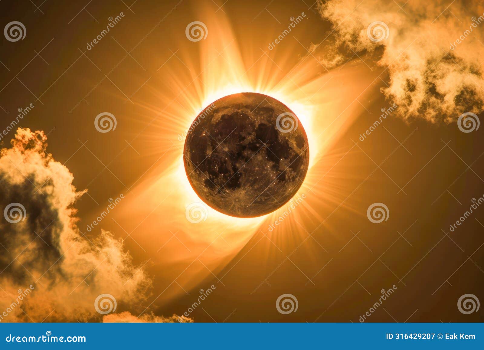 Majestic Solar Eclipse Phenomenon with Glowing Corona and Sun Flares in ...