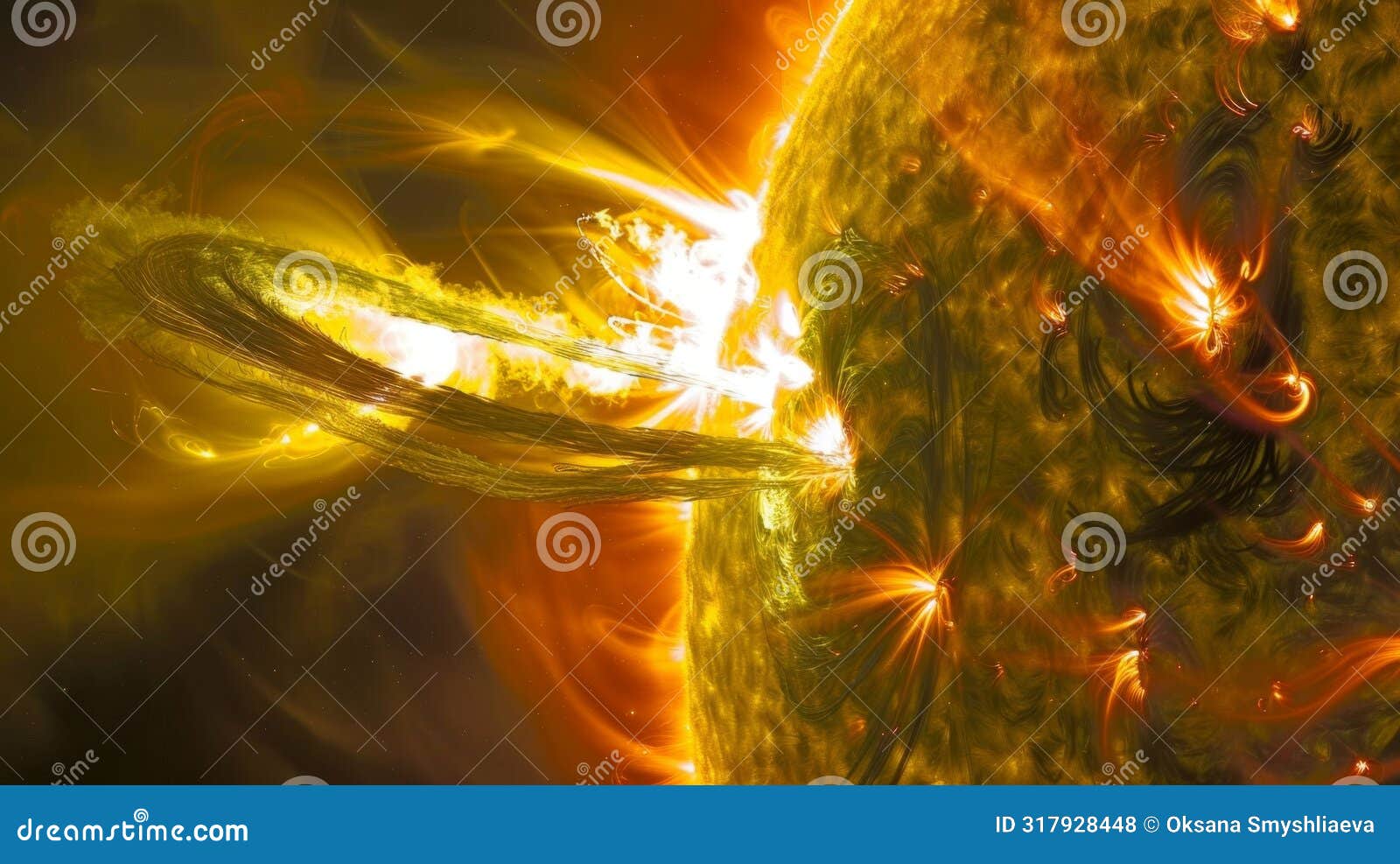 Majestic Solar Flare Display in Outer Space Stock Photo - Image of ...