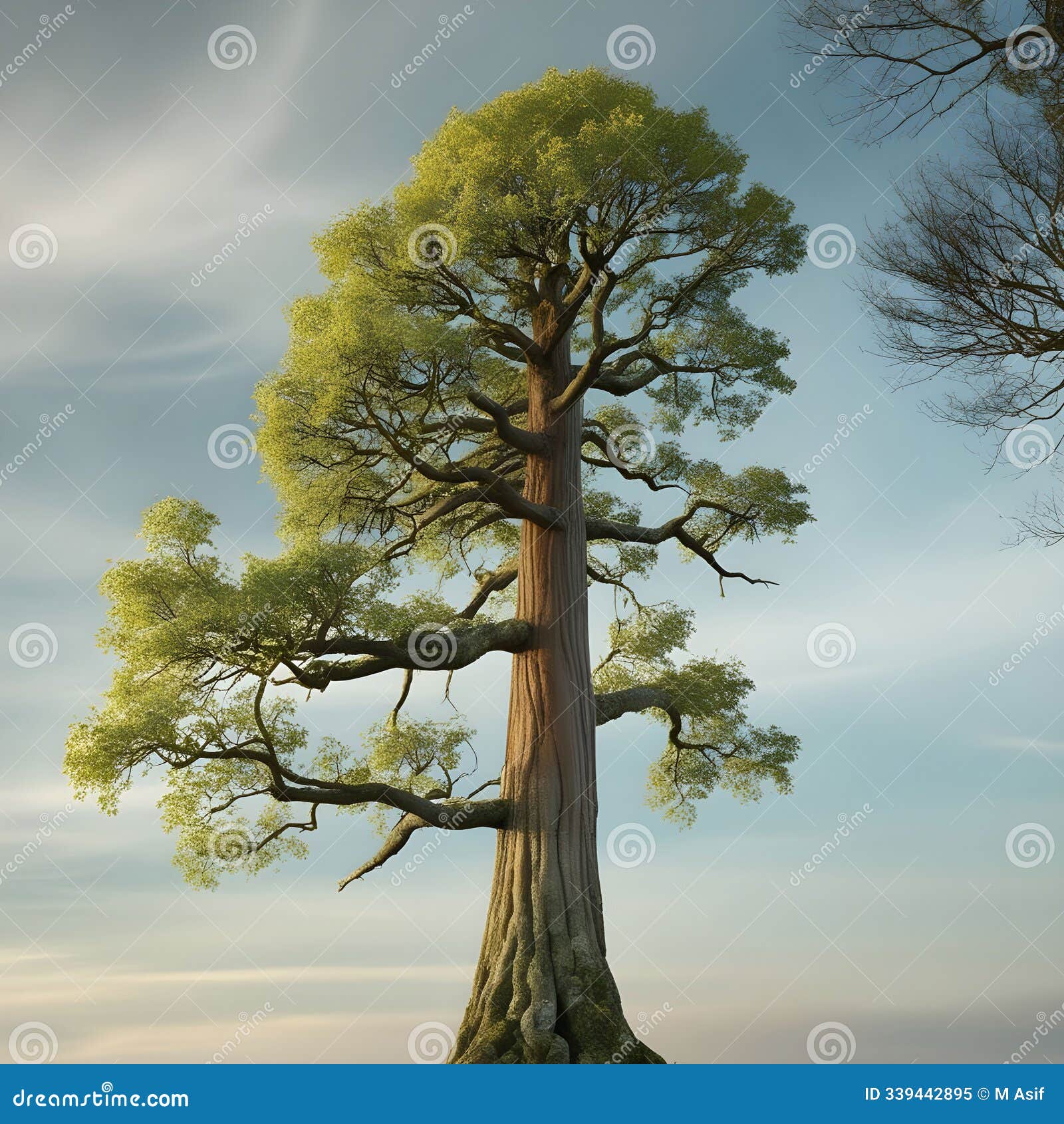 Majestic Solitary Tree Standing Tall With Intricate Root System And ...