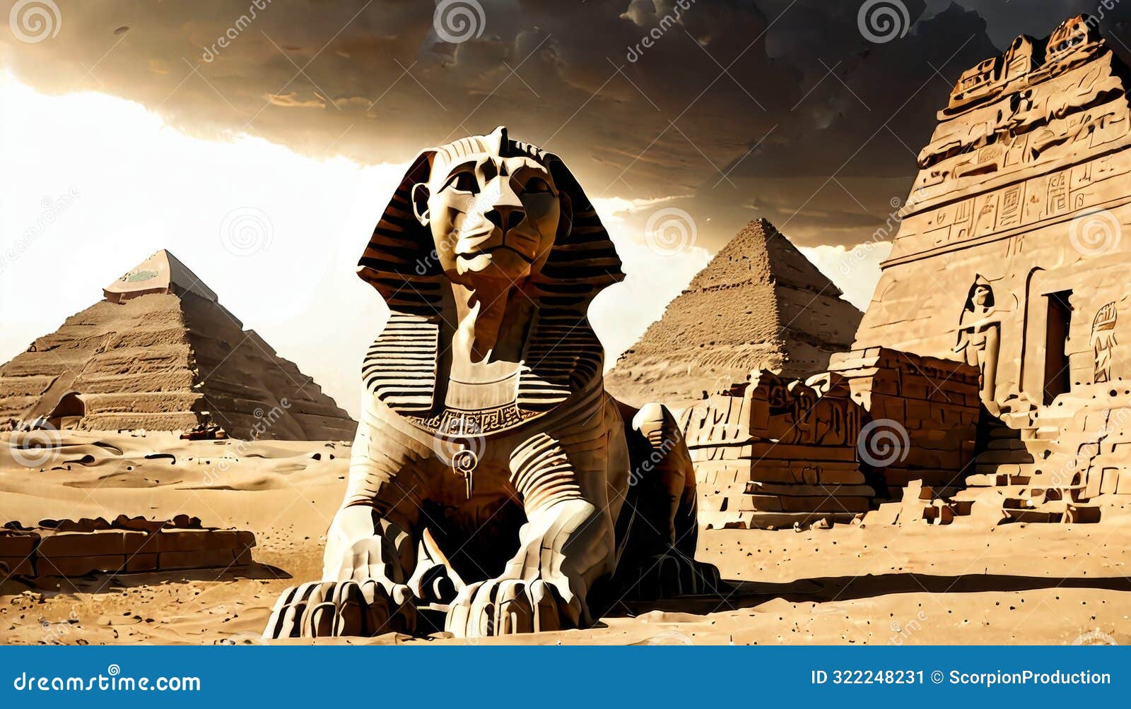 The Sphinx Stand At The Entrance Of The Great Temple Of Queen ...