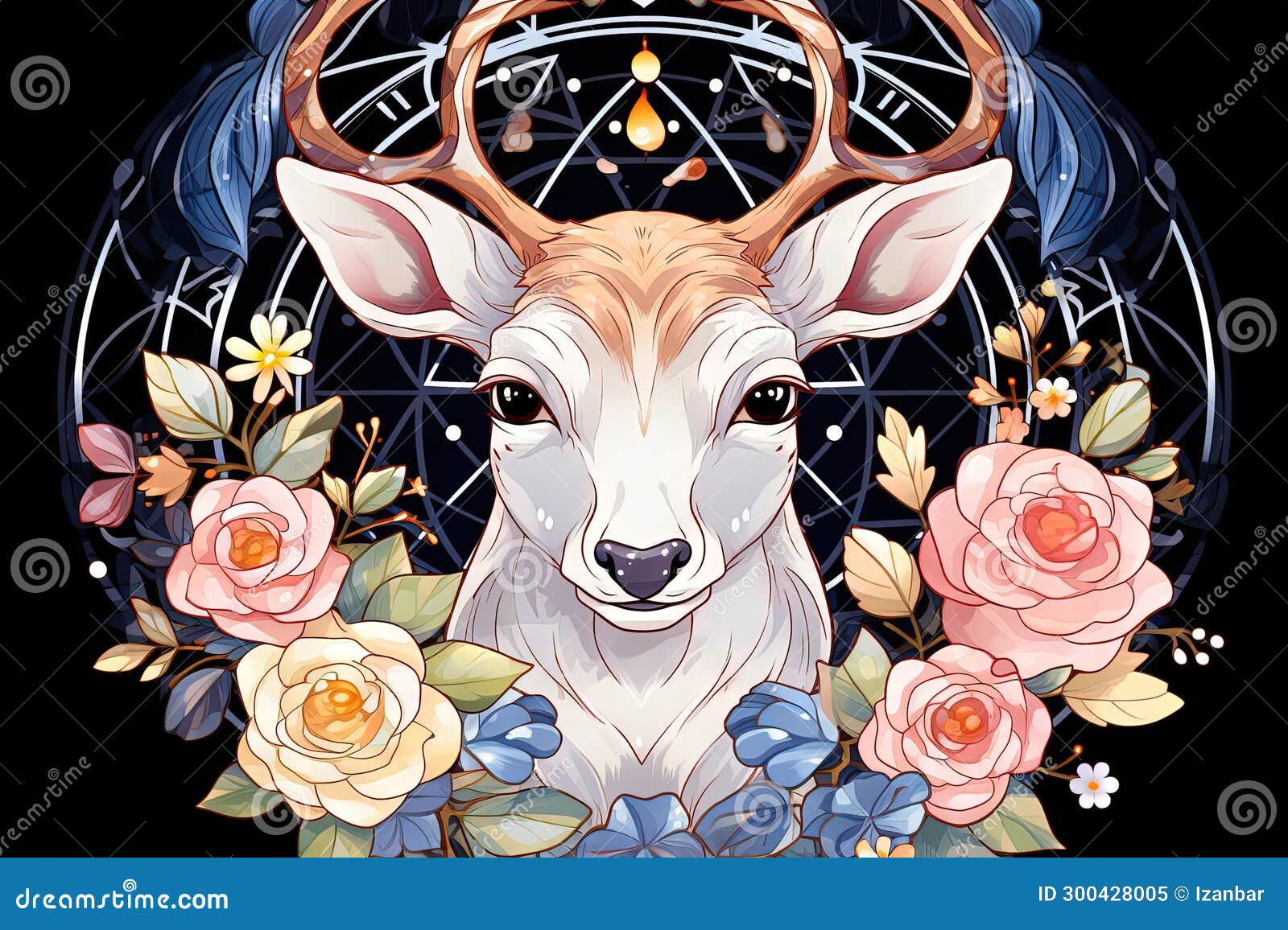 Majestic Stag Deer Witch Animal Illustration AI Generative Stock ...