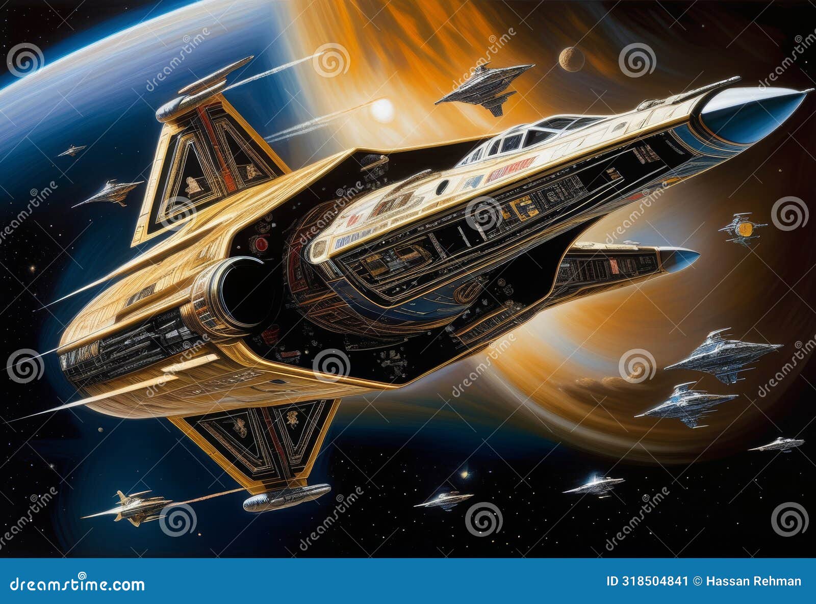 The Majestic Starfighter Unveiled Stock Illustration - Illustration of ...