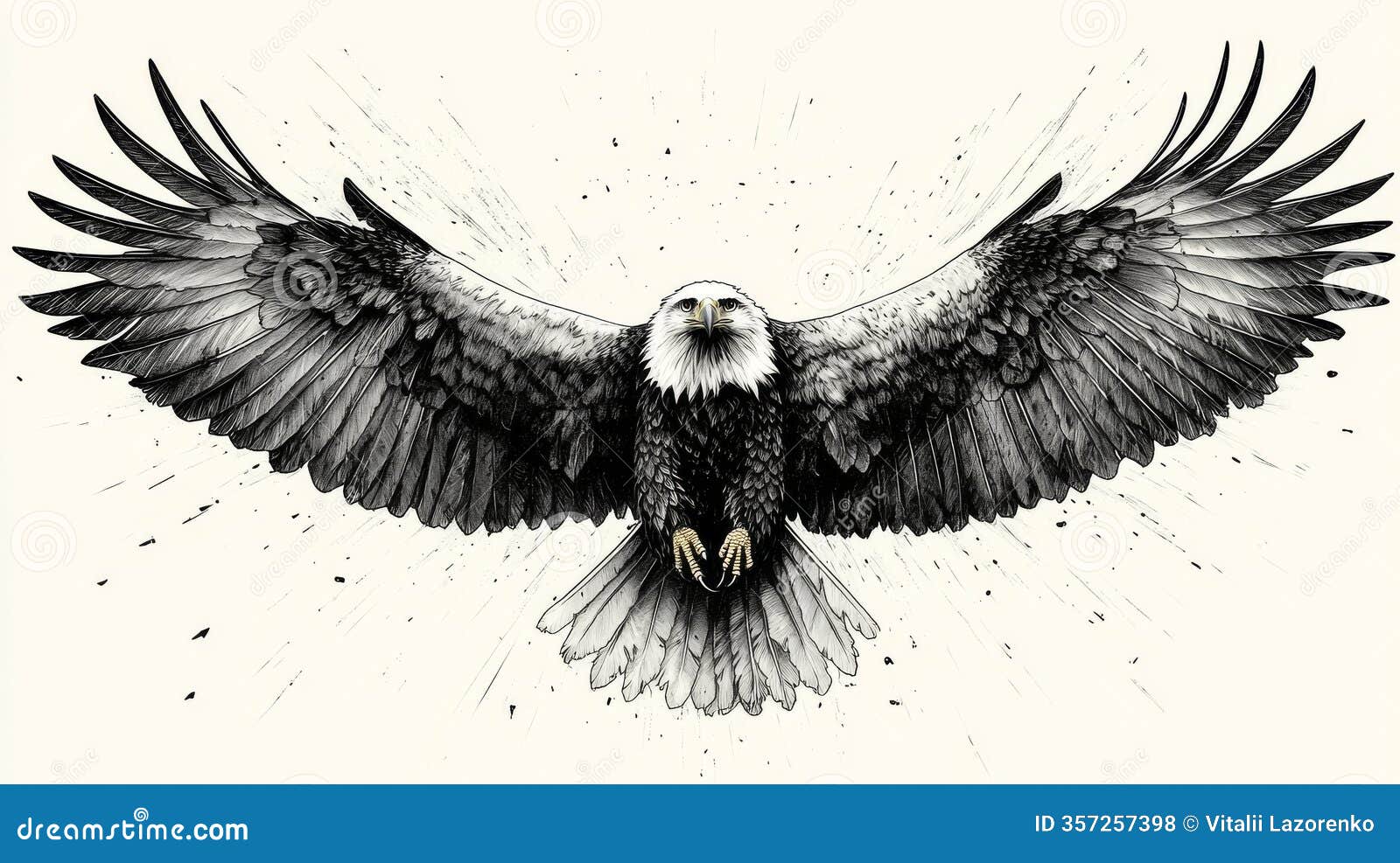 Majestic Stylized Eagle with Outstretched Wings - Symbol of Freedom and Power Stock Illustration ...