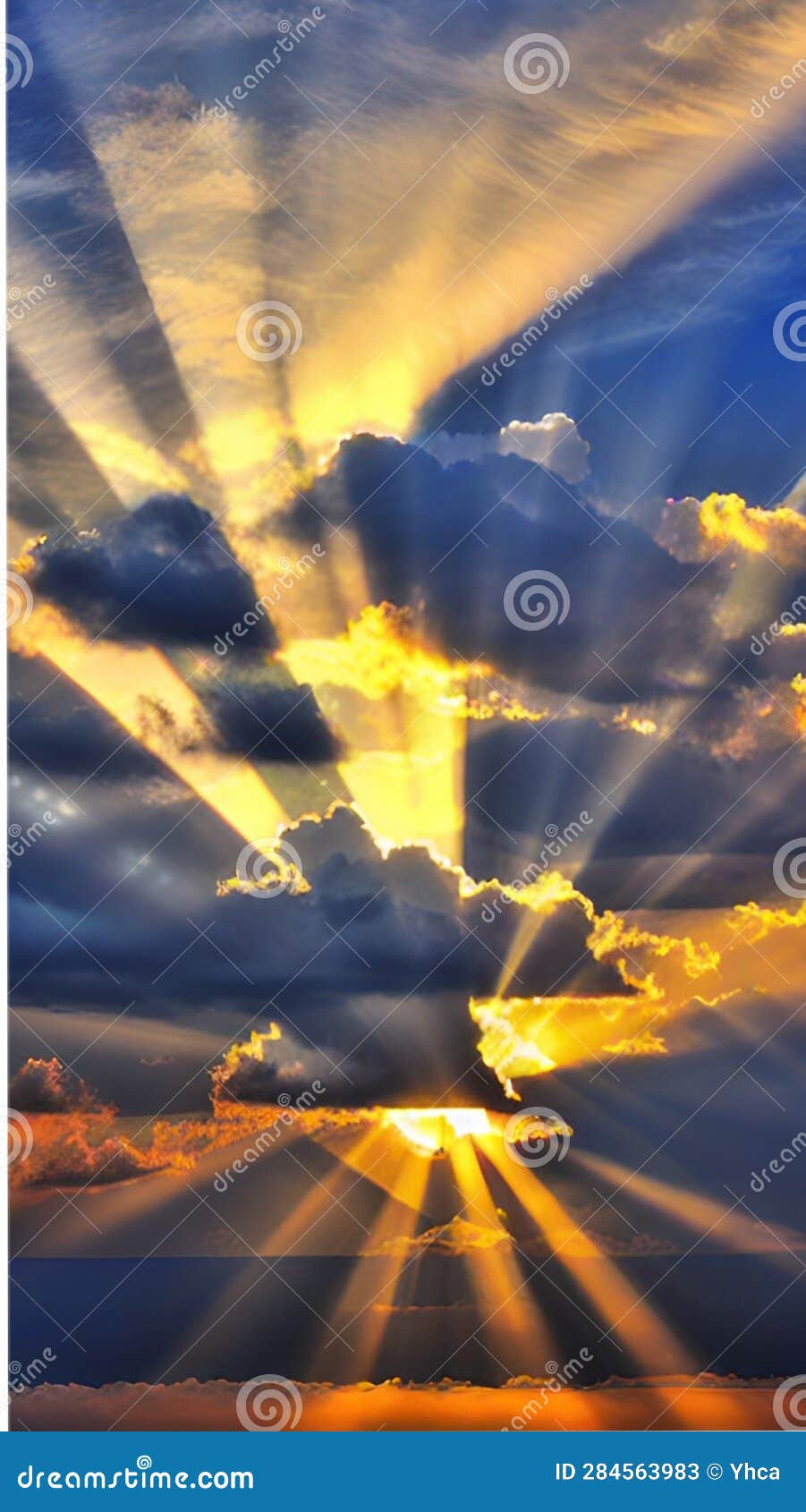Majestic Sun Rays through Clouds Illustration Artificial Intelligence ...