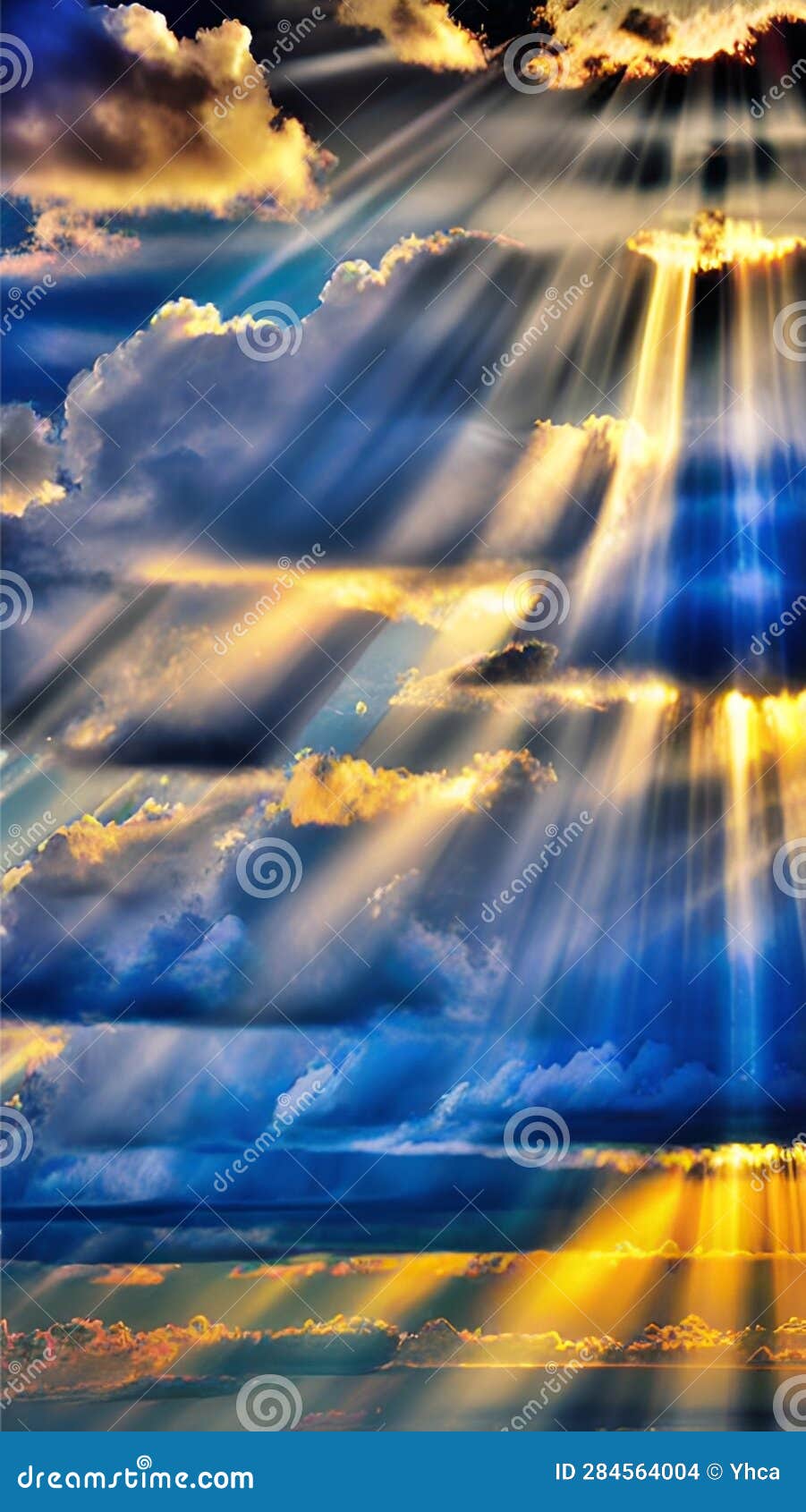 Majestic Sun Rays through Clouds Illustration Artificial Intelligence ...