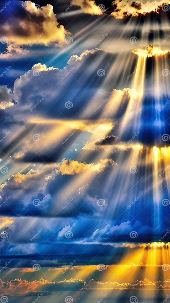 Majestic Sun Rays through Clouds Illustration Artificial Intelligence ...