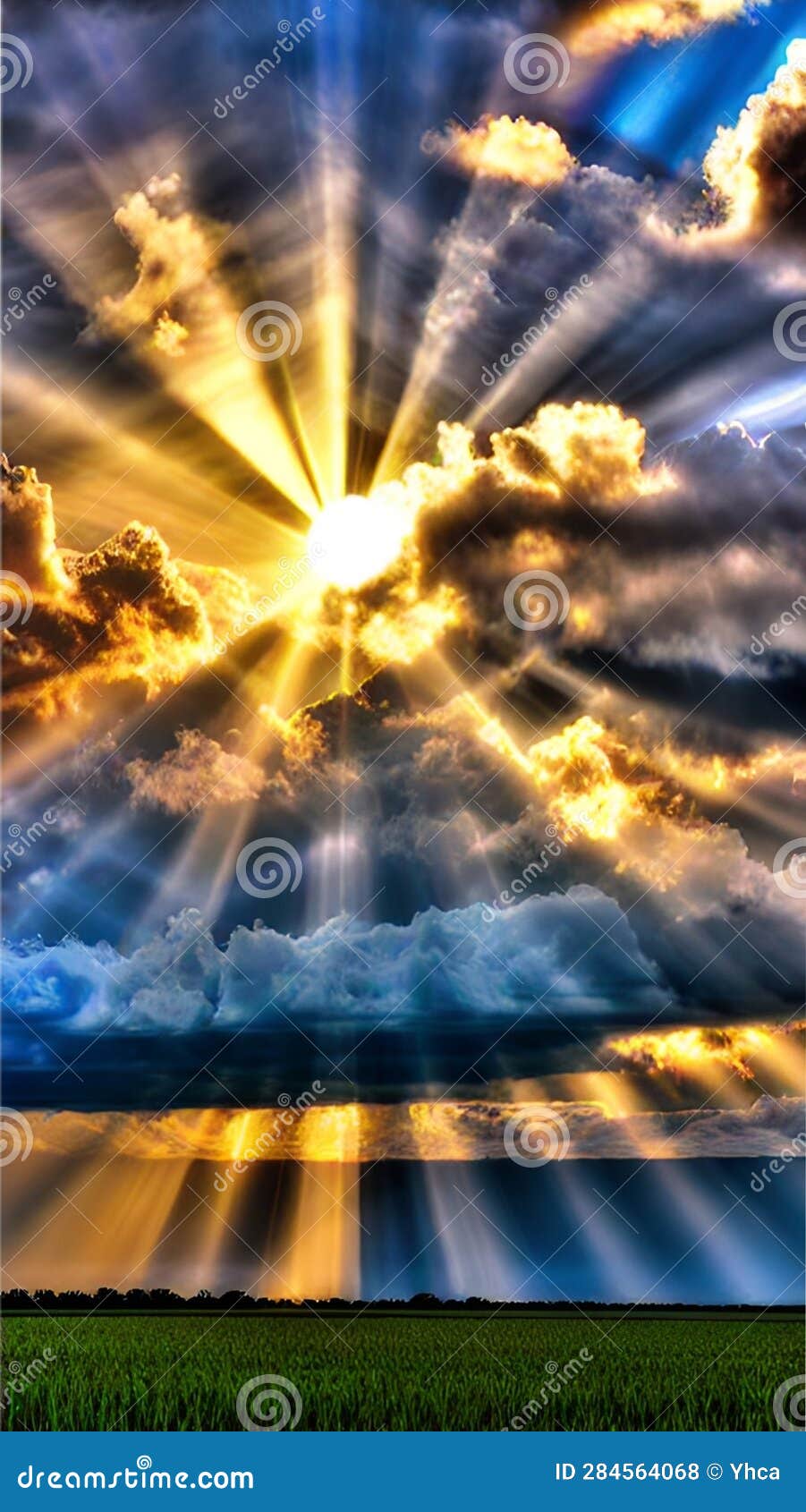 Majestic Sun Rays through Clouds Illustration Artificial Intelligence ...