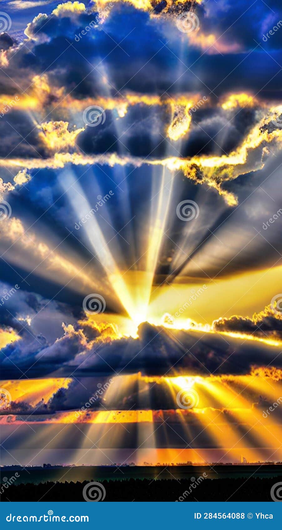Majestic Sun Rays through Clouds Illustration Artificial Intelligence ...