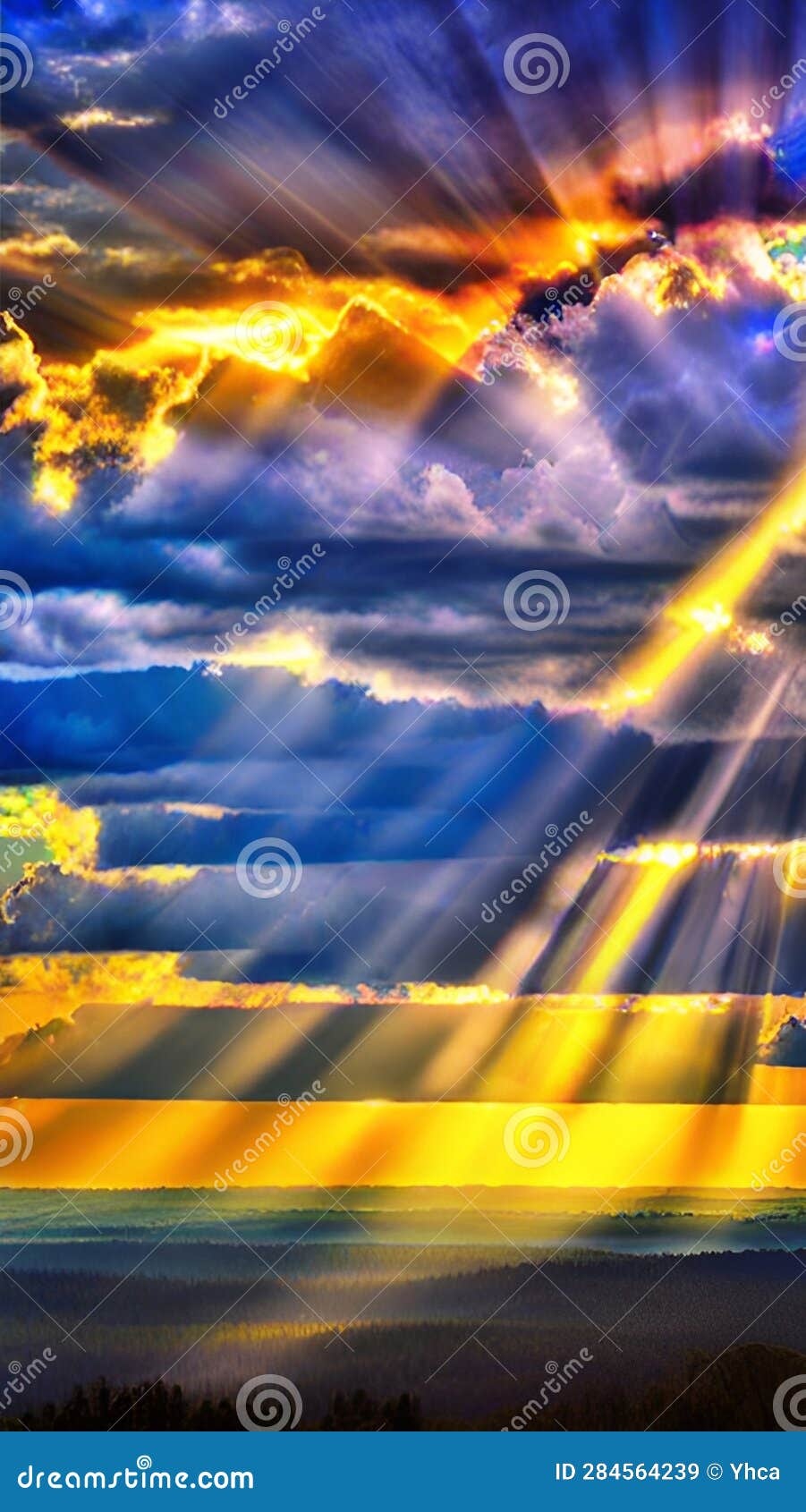 Majestic Sun Rays through Clouds Illustration Artificial Intelligence ...