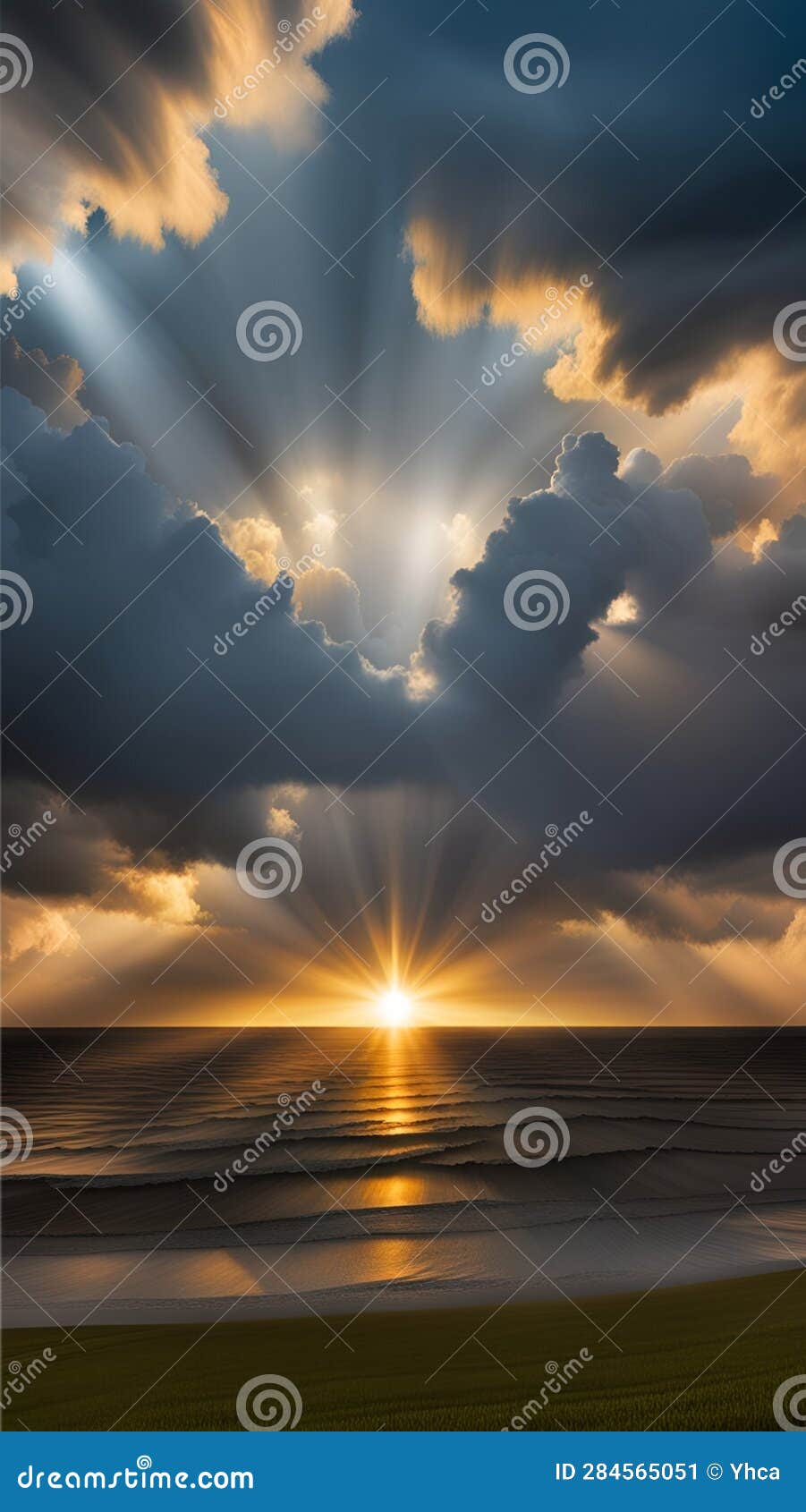 Majestic Sun Rays through Clouds Illustration Artificial Intelligence ...