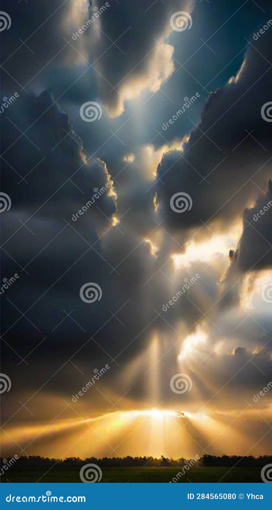 Majestic Sun Rays through Clouds Illustration Artificial Intelligence ...