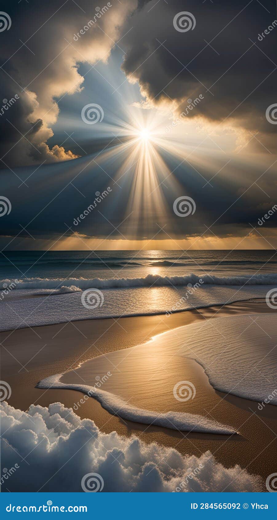 Majestic Sun Rays through Clouds Illustration Artificial Intelligence ...