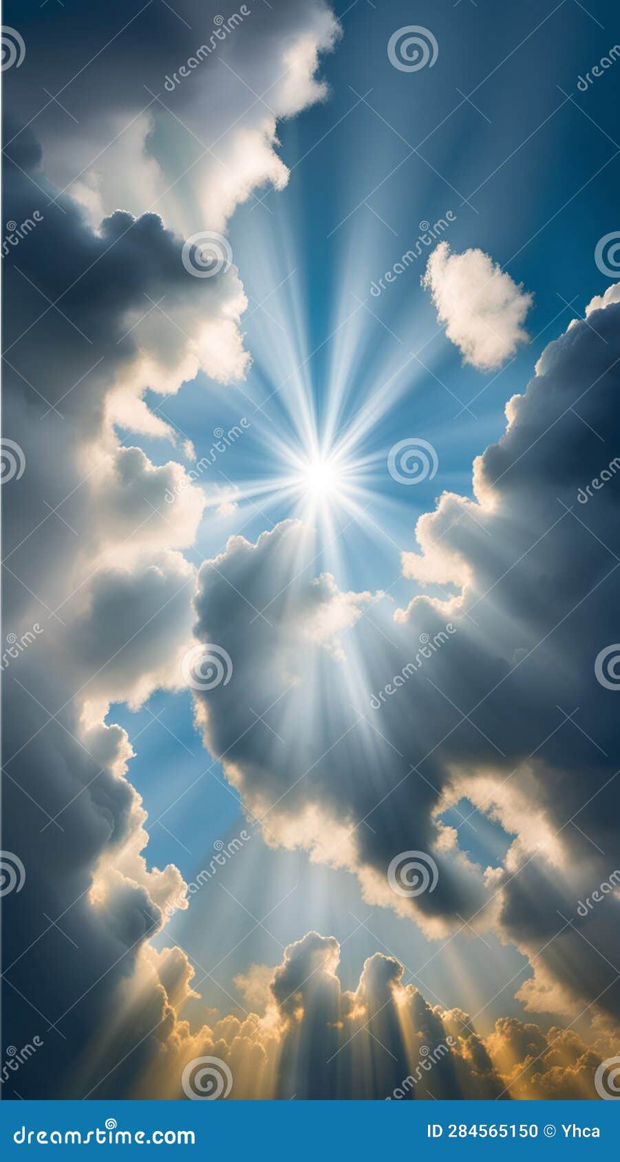 Majestic Sun Rays through Clouds Illustration Artificial Intelligence ...