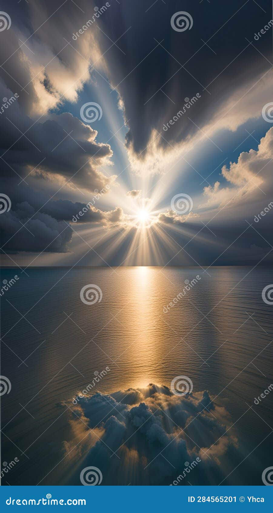 Majestic Sun Rays through Clouds Illustration Artificial Intelligence ...