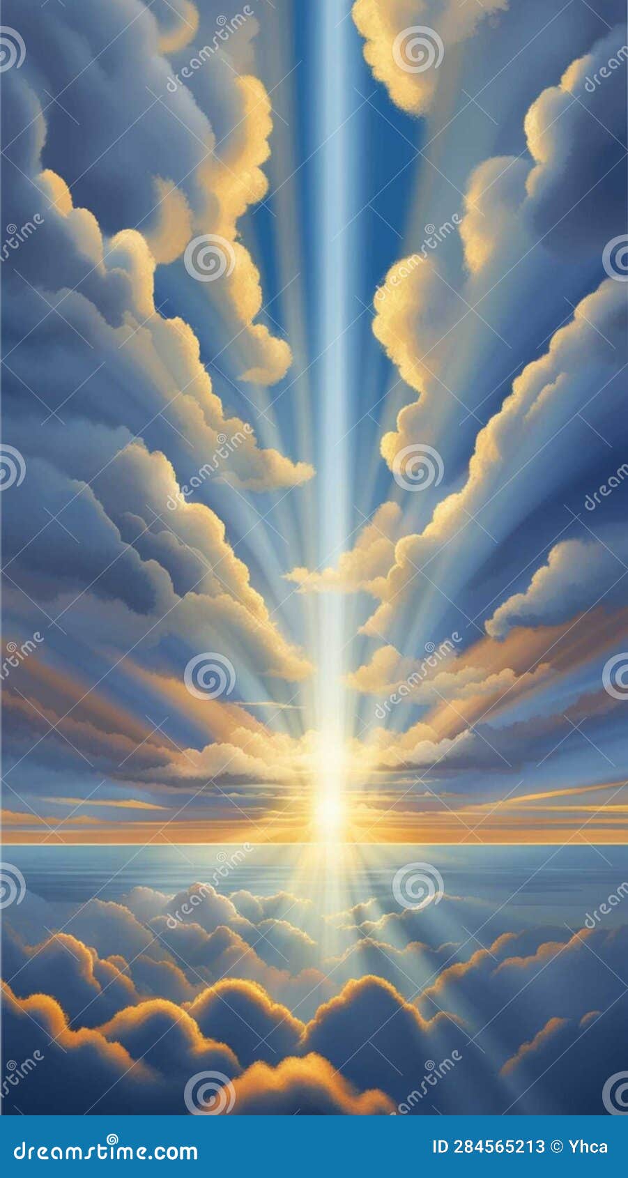 Majestic Sun Rays through Clouds Illustration Artificial Intelligence ...