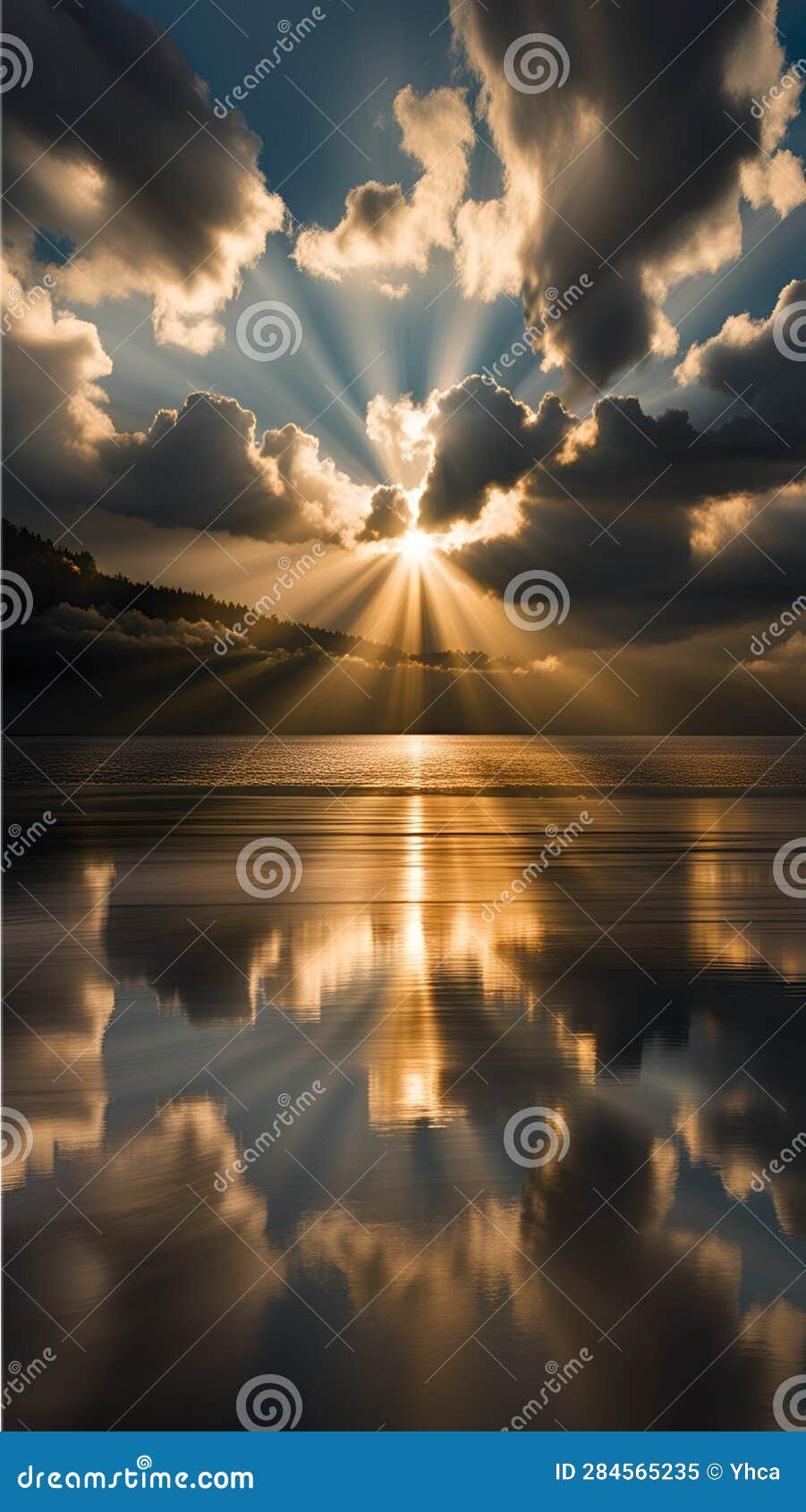 Majestic Sun Rays through Clouds Illustration Artificial Intelligence ...