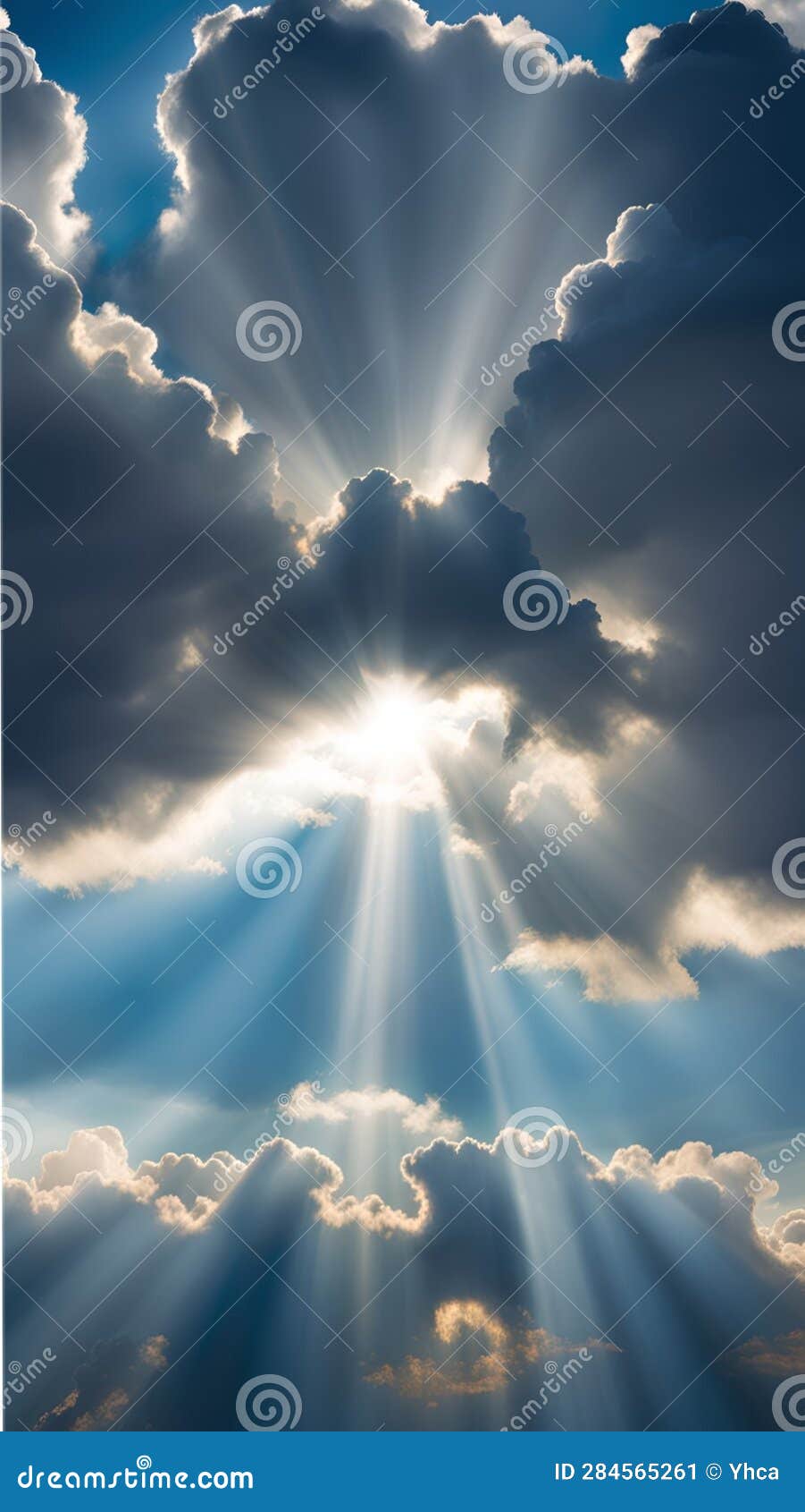 Majestic Sun Rays through Clouds Illustration Artificial Intelligence ...