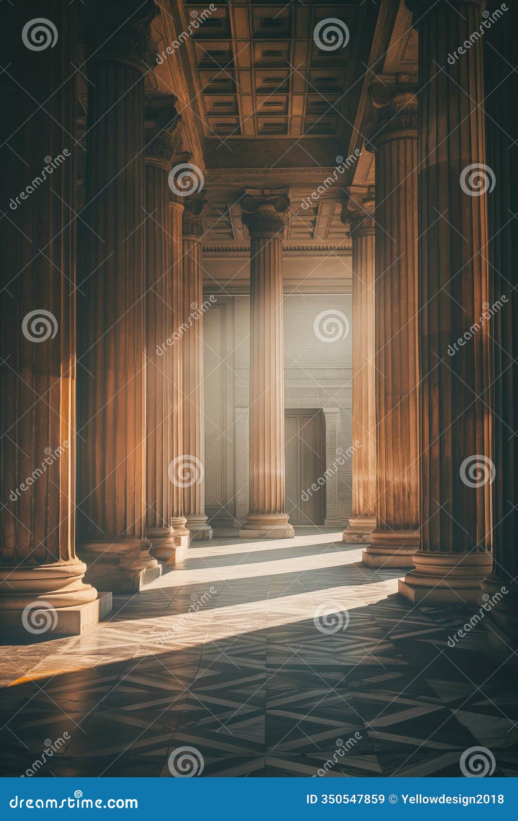 Majestic Sunlight Illuminating Ancient Columns in Classical ...