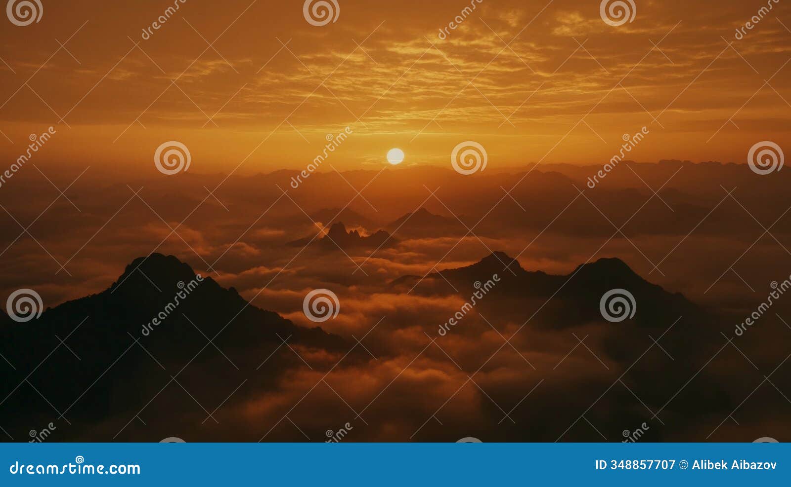 Majestic Sunrise Above Cloud Inversion Stock Photography ...